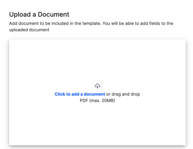 Creating a template using the PDF upload feature